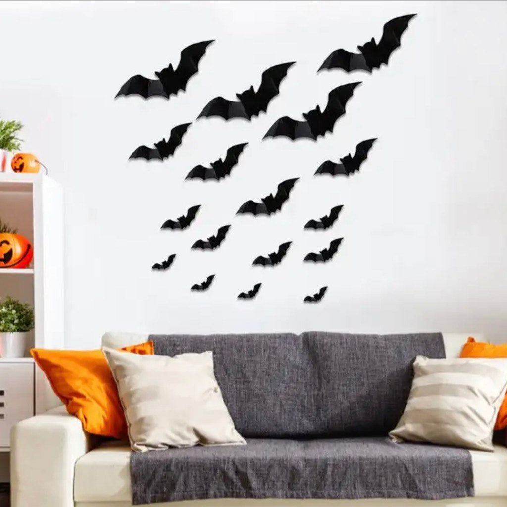 Pack Of 12 Bat Wall Stickers 3D – MAWD